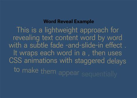 Smooth Word By Word Text Animation In Javascript Word Reveal Css Script