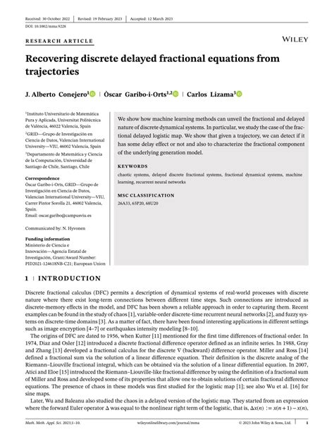 Pdf Recovering Discrete Delayed Fractional Equations From Trajectories