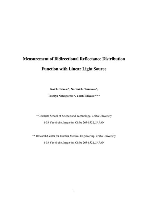 Pdf Measurement Of Bidirectional Reflectance Distribution Function With A Linear Light Source