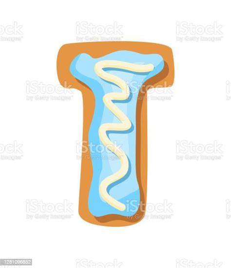 만화 쿠키 글꼴 제과자들은 자본 문자 T 벡터 영어 Abc 베이킹 컬러 유약에 스타일이 지정되었습니다 창조적 인 진저 브레드