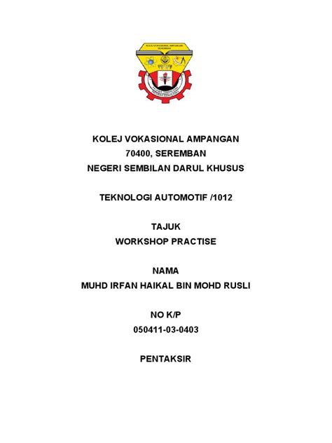 Assignment Auto Cg Shahizal 2 Pdf Griya And Taman Komputer