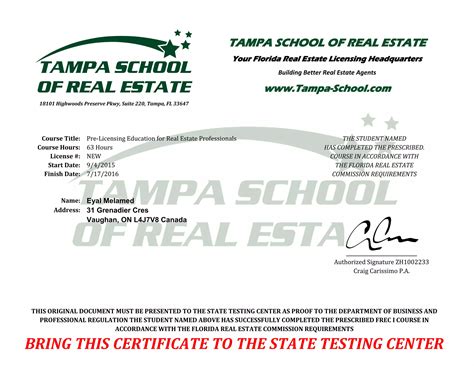 Completion Certificate Real Estate Prelicense Pdf Real Estate Industry Industries