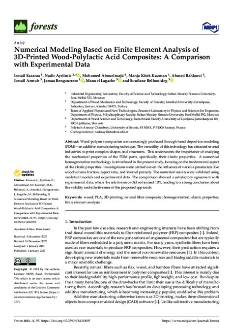 Pdf Numerical Modeling Based On Finite Element Analysis Of 3d Printed