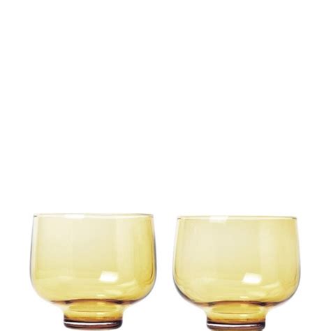 Blomus Blomus 63921 7 Oz Flow Drinking Glasses Gold Set Of 2 At