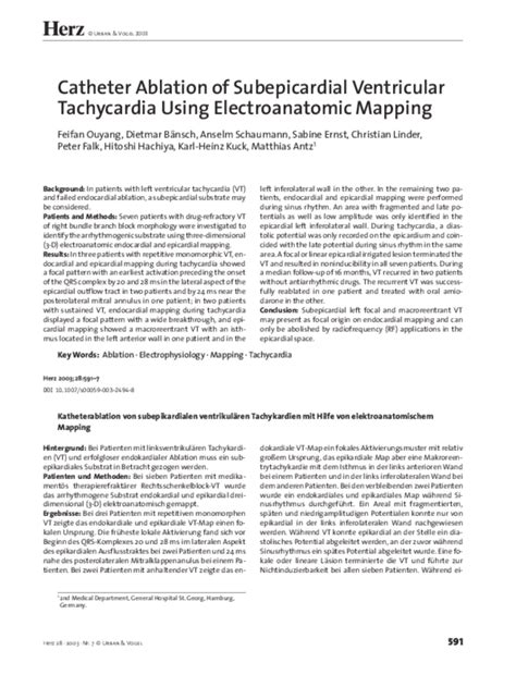 Pdf Catheter Ablation Of Subepicardial Ventricular Tachycardia Using Electroanatomic Mapping