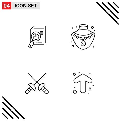 Set Of 4 Modern Ui Icons Symbols Signs For Research Gold Analytics