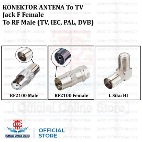 Jual Konektor Connector Jack Jak Jek Antena Tv F Female To Rf Tv Male Besi L Siku Hi Packing