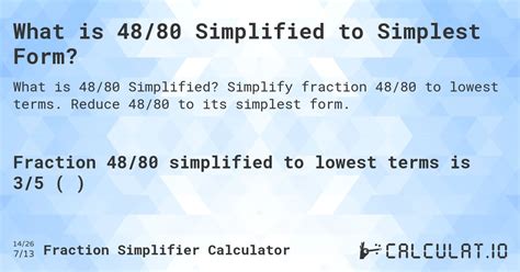 What Is 48 80 Simplified To Simplest Form Calculatio