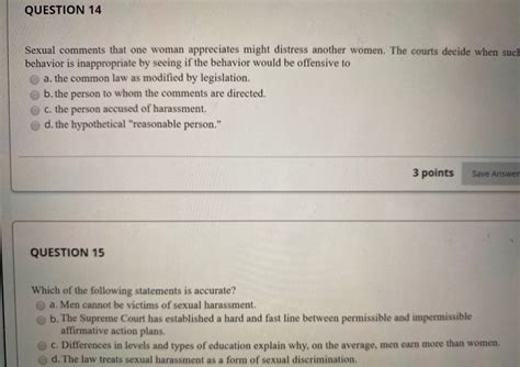 Solved QUESTION 14 Sexual Comments That One Woman Chegg Com