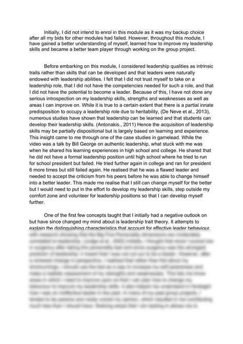 Reflection Essay Cor1301 Leadership And Team Building Smu Thinkswap