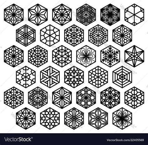 33 Traditional Japanese Kumiko Ornaments In Hexagon Shape
