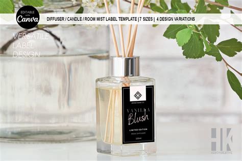 Reed Diffuser Label Template Editable Product Label Template Diy Reed Diffuser Label Template Editable Product Label Template Diy