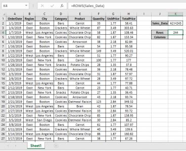 How To Count Table Rows Columns In Excel