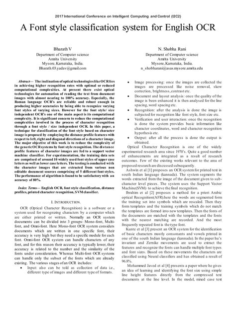 Pdf A Font Style Classification System For English Ocr