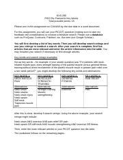 PICO Reframed And Initial Search Docx EXS PICO Re Framed Key Words Total Possible Points