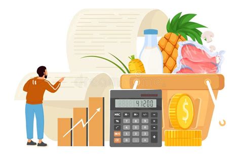 Food Cost And Living Price Rising Vector Illustration Stock Vector