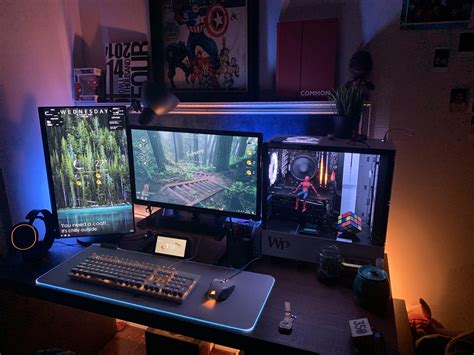 Trying To Have Some Subtlety With The RGB Computer Desk Setup Video Game Rooms Computer Setup