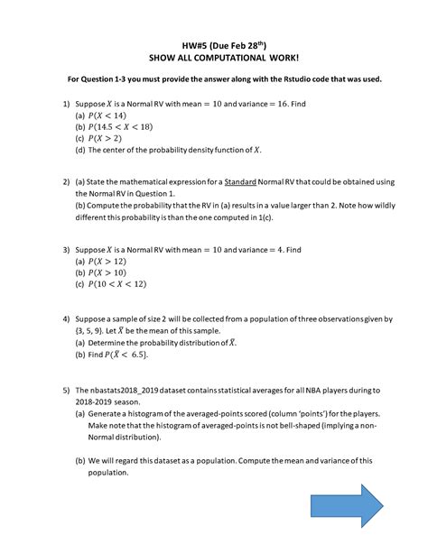 Viiii Stat Hw5 Lecture Notes Hw Hw5 Due Feb 28th Show All