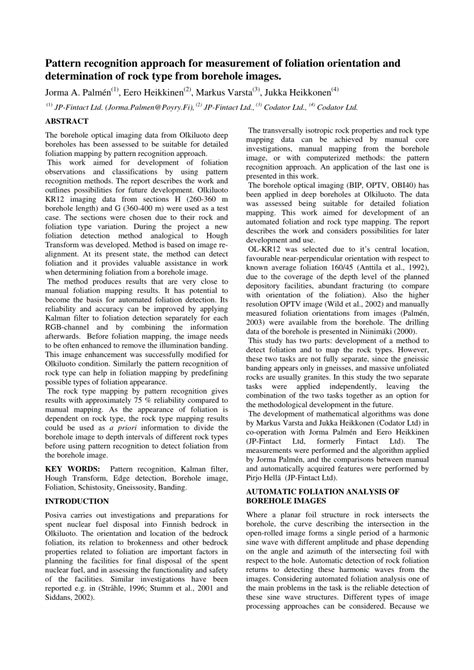Pdf Pattern Recognition Approach For Measurement Of Foliation