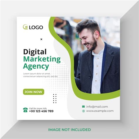 디지털 마케팅 대행사 또는 기업 소셜 미디어 게시물 템플릿 프리미엄 벡터