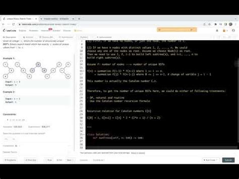 Leetcode Unique Binary Search Trees DP Or Catalan Number YouTube