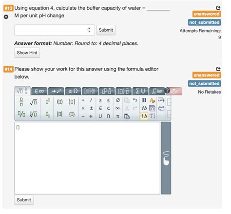 Solved 13 Using Equation 4 Calculate The Buffer Capacity Chegg Com