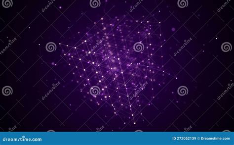 Futuristic Cube With Connected Particles In Cyberspace Technology