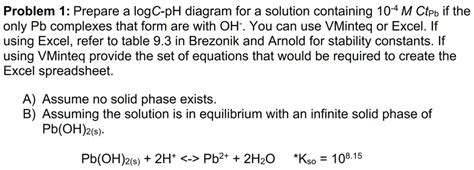 Solved Problem 1 Prepare A Logc Ph Diagram For A Solution Containing 10 4 M Ctpb If The Only