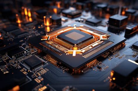 Futuristic Future Motherboard Design With Cpu Socket Microchips Microprocessors Integrated