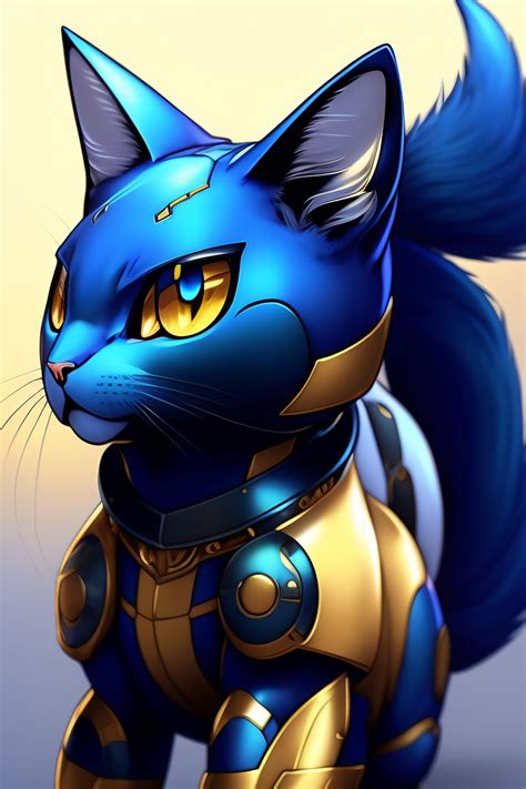 Lexica Anime Illustration Of A Pokemon Blue And Black Robot Cat