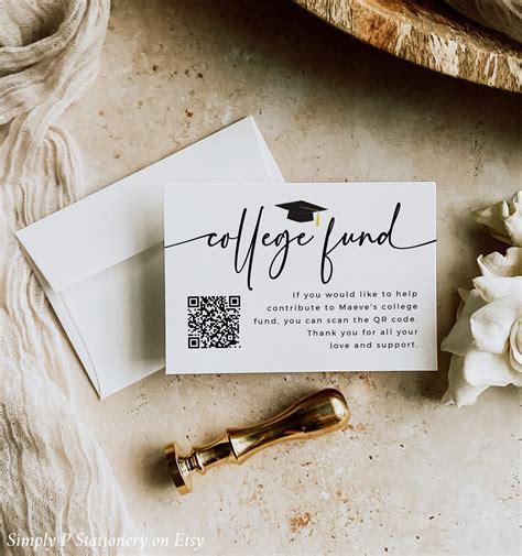 College Fund Insert With Qr Code Graduation Insert Card Template