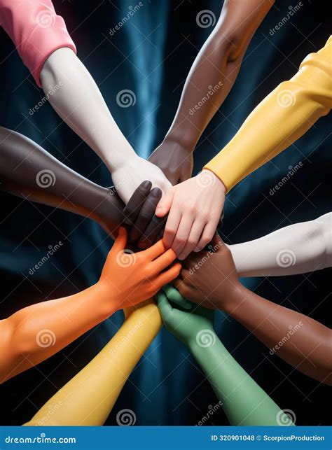 Multiracial Hands Joined In Unity Stock Illustration Illustration Of