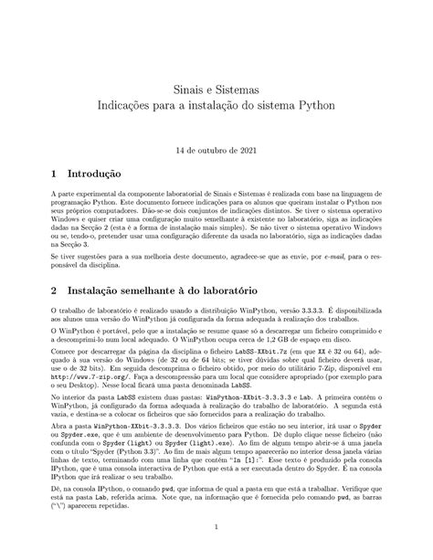 Instalacao Python SS Sinais e Sistemas Indicações para a instalação do sistema Python 14 de