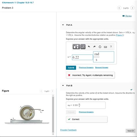 Solved Determine The Angular Velocity Of The Gear At The