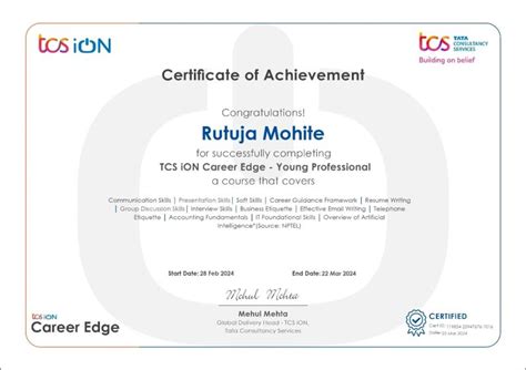 Im Happy To Share That I Have Successfully Completed Tcs Ion Career