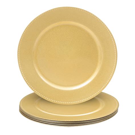 Maoname 13 Gold Charger Plates Set Of 6 Round Chargers For Dinner