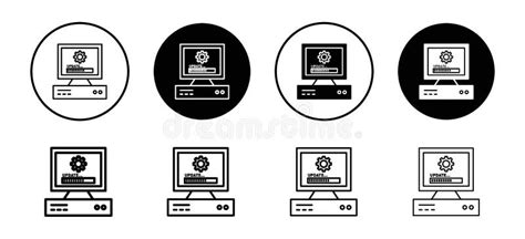 Computer System Update Outline Icon Collection Or Set Computer System