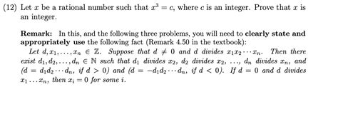 Solved 2 Let X Be A Rational Number Such That X3c Where C