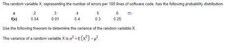 Solved Use The Following Theorem To Determine The Variance Chegg