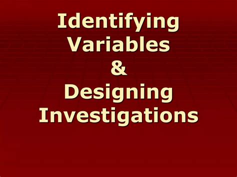 Identifying Variables Ppt