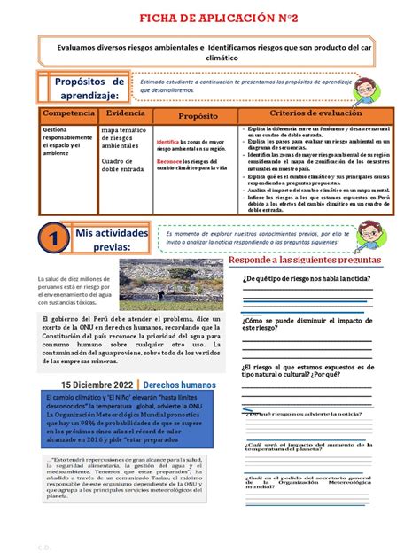 5° Ficha De Aplicación Sesión3 Sem2 Exp3 Ccss Pdf Entorno Natural
