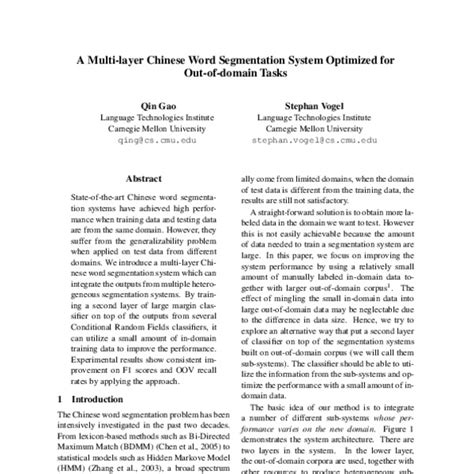 A Multi Layer Chinese Word Segmentation System Optimized For Out Of