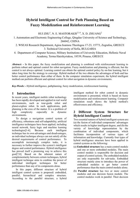 Pdf Hybrid Intelligent Control For Path Planning Based On Fuzzy Modelization And Reinforcement