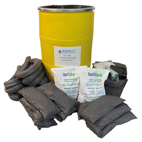 Kit 200u Kit Antiderrames Universal 55 Galones Abinec