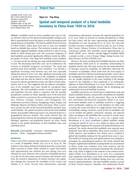 lin and wang 2018 spatial and temporal analysis of a fatal landslide