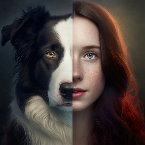 Premium Photo Generative Ai Illustration One Half Of Young Redhead Haired Female And Another