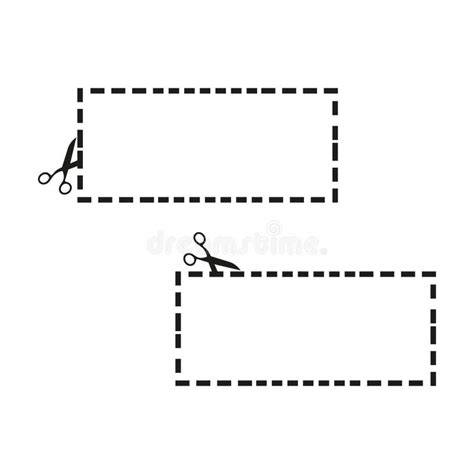 Coupon Icon Set Dotted Line Rectangles Scissors Cutting Edges Vector