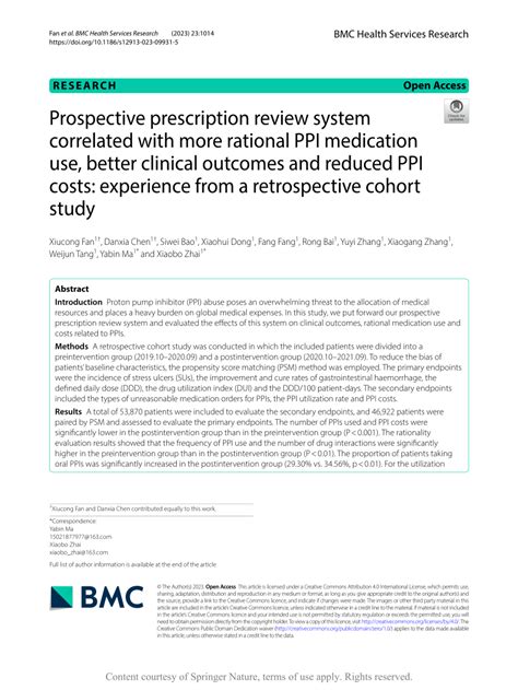 Pdf Prospective Prescription Review System Correlated With More Rational Ppi Medication Use