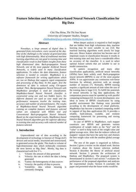 Pdf Feature Selection And Mapreduce Based Neural Network