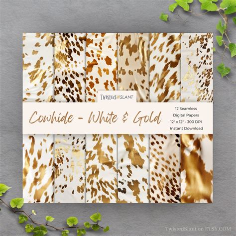 Cowhide Background Digital Paper Instant Download Western Digital
